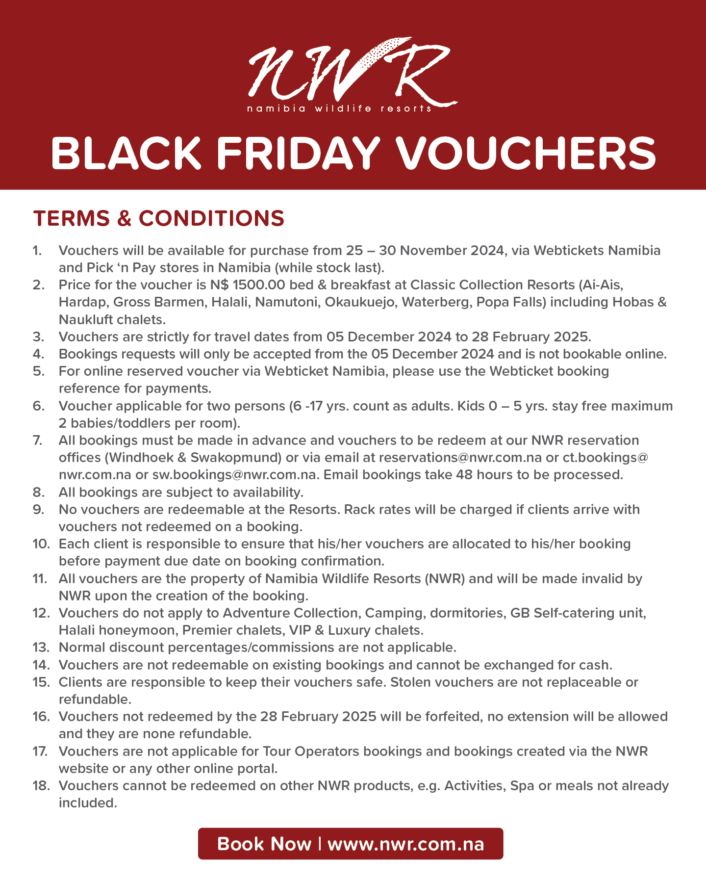 Specials - Namibia Wildlife Resorts